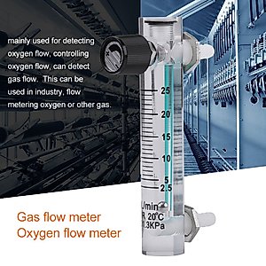 Oxygen Flowmeter,Air Flowmeter Oxygen Air Flow Meter,Lzq5 Flowmeter 2.5-25Lpm Flow Meter with Control Valve for Oxygen/Air/Gas