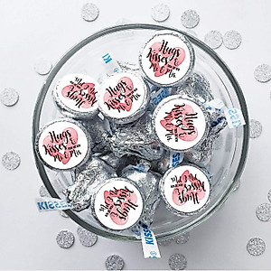Chocolate Drop Labels Stickers, Hugs & Kisses from The New Mr. & Mrs, 180 Count, Fits Hershey's Kisses Party Favors, Wedding Stickers, Perfect for Weddings, Bridal Shower Engagement Party.