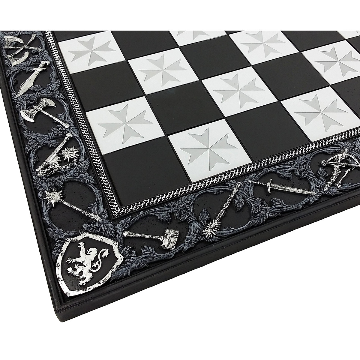 HPL Medieval Times Crusades Red and White Armored Maltese Knights Chess Set with 17" Board