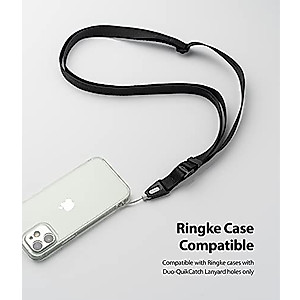 Ringke Lanyard Design Strap Shoulder Neck Hand Wrist Designed for Cell Phone Cases, Keys, Cameras & ID QuikCatch Lanyard Adjustable String - Black