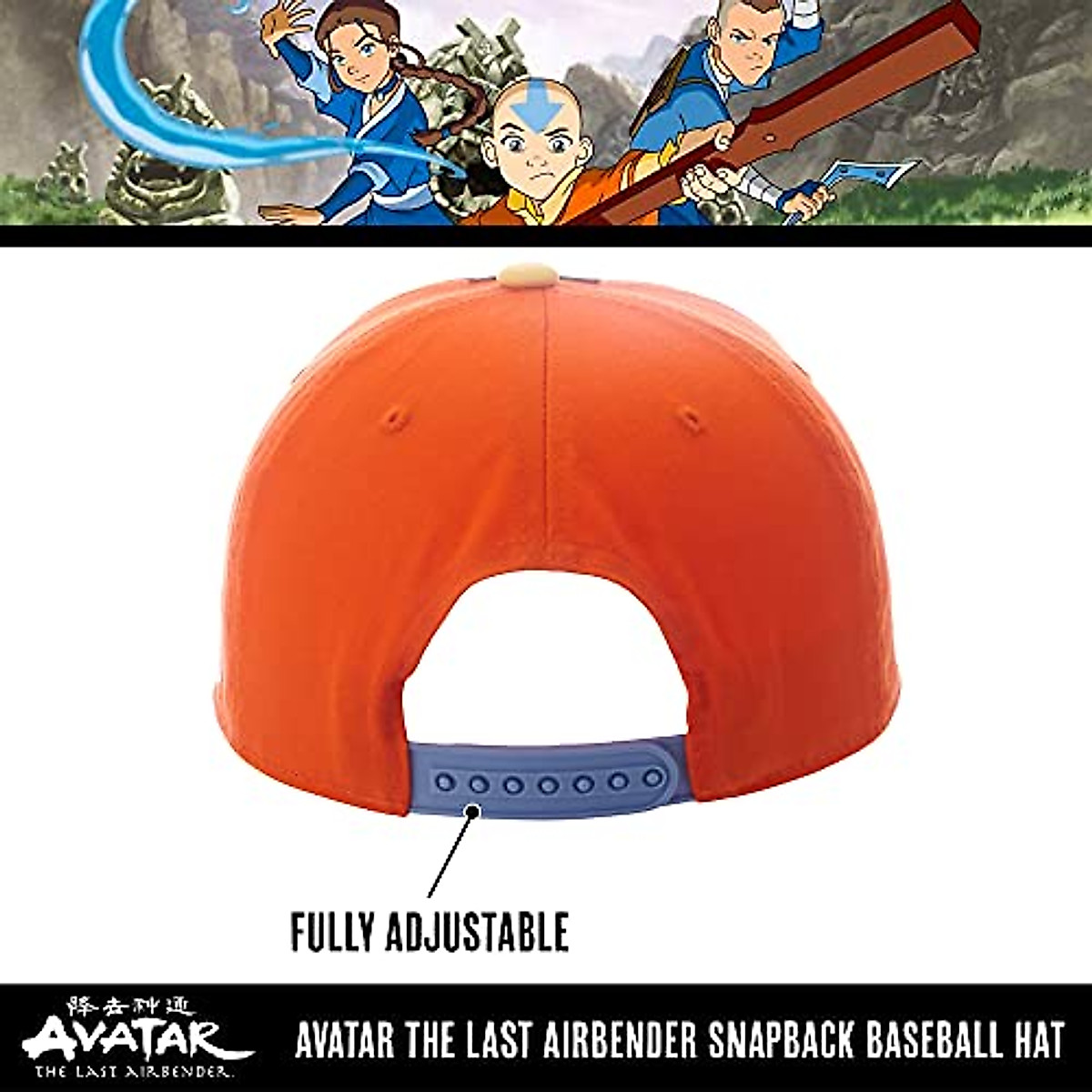 Avatar The Last Airbender Baseball Hat, Arrow Mark Cotton Adult Adjustable Snapback Ball Cap with Curved Brim, Multi, One Size