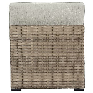 Signature Design by Ashley Outdoor Calworth Resin Wicker Patio Armless Chair, 2 Count, Beige