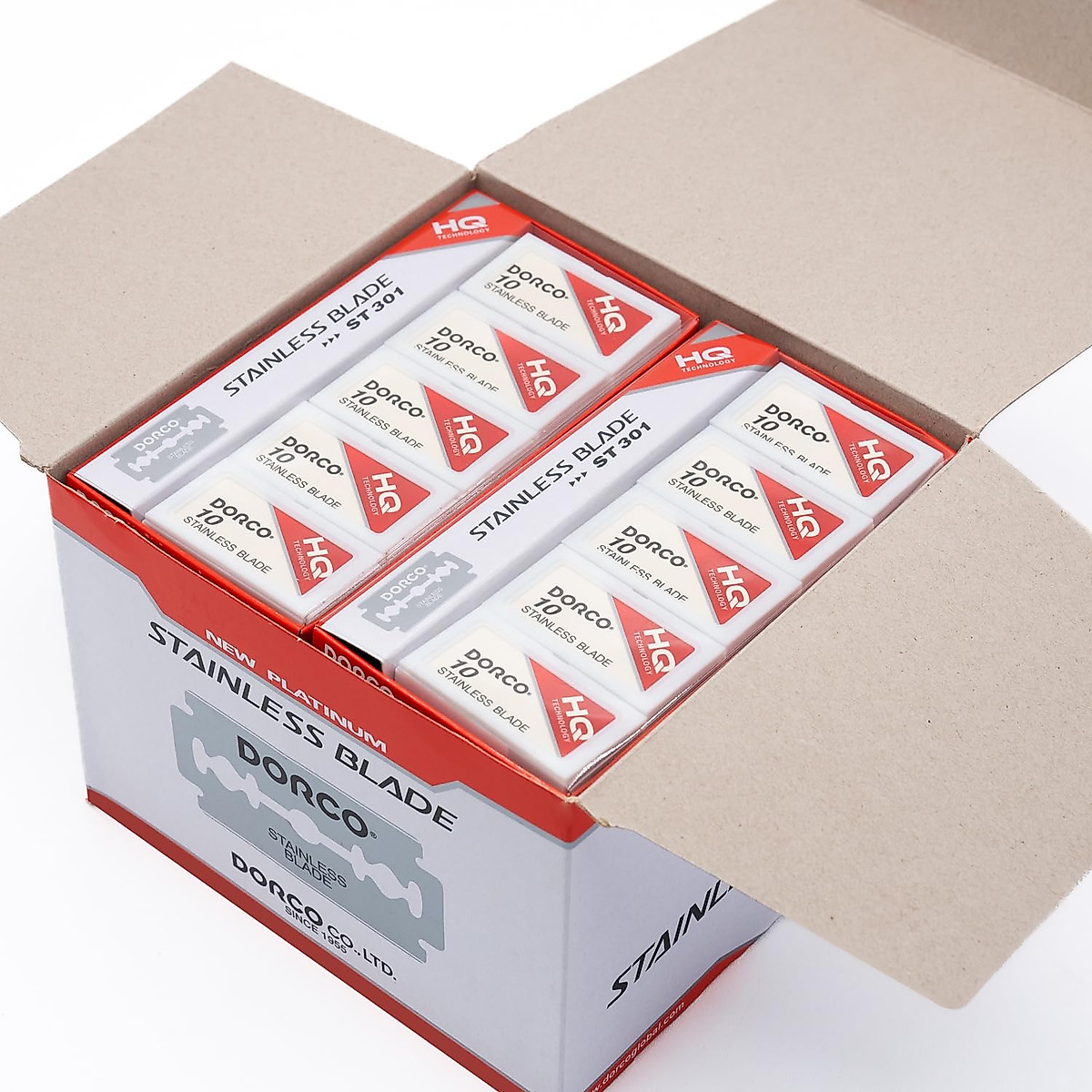 Dorco ST301 Platinum Double Edge Razor Blades - 1000 Blades (100x10) | 1 Case