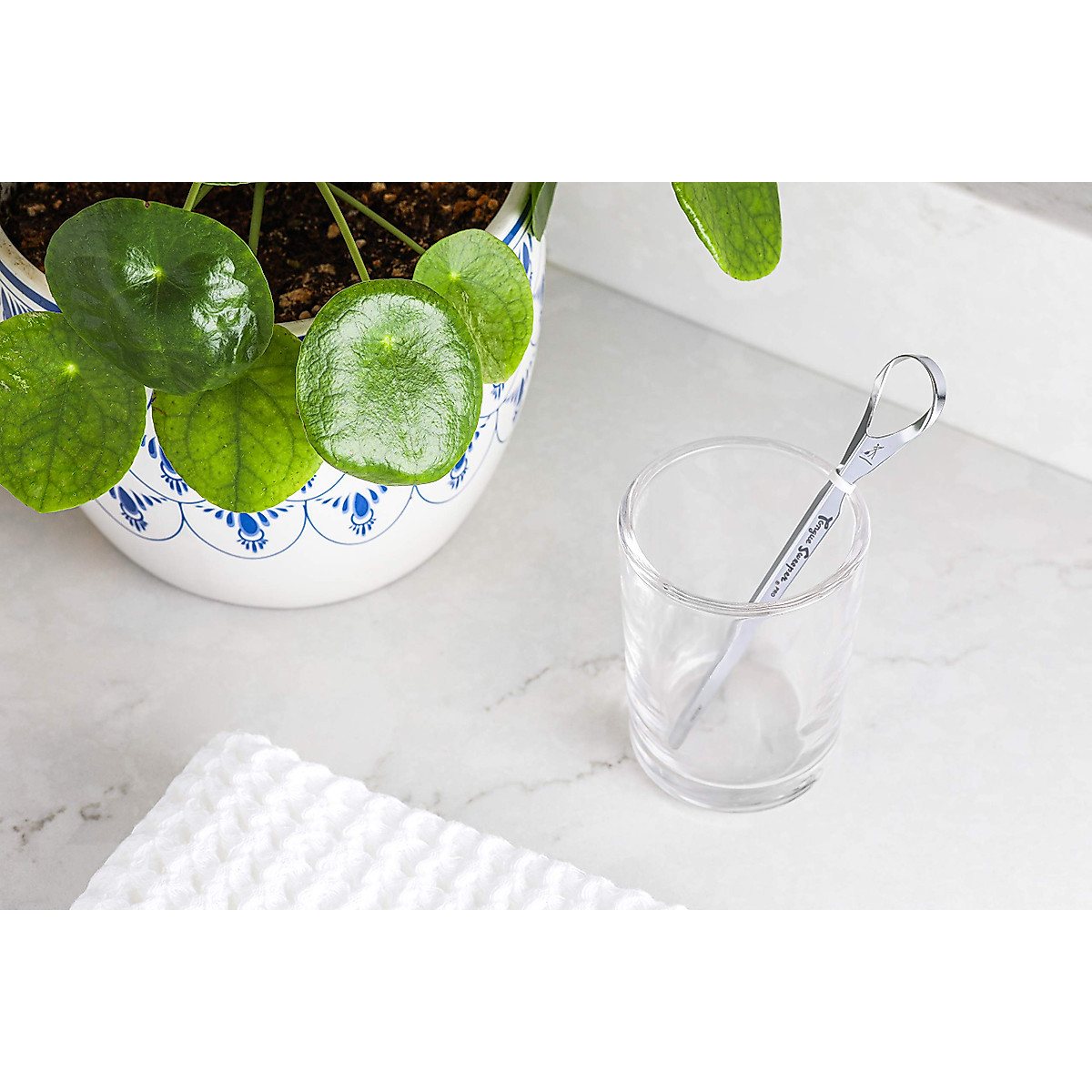 Tongue Sweeper Model P Medical Grade, Dishwasher Safe, Stainless Steel Tongue Cleaner, Reduce Bad Breath and Improve Taste, Preferred by Leading Dental Schools for Oral Hygiene, (1 Count)