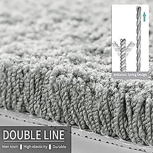 Yimobra Bathroom Rugs, Extra Soft Comfortable Bath Rugs, Non-Slip, Water Absorbent and Thick Bathroom Floor Mat, Machine Washine, Shaggy Rugs for Shower Bathtubs, 24"x17", Pure Grey