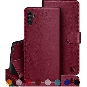 SUANPOT 【RFID Blocking for Samsung Galaxy A13 5G Wallet case Credit Card Holder,PU Leather Flip Folio Book Phone case Cover Women Men for Samsung A13 5G case Wallet (Wine Red)