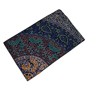 SHIRANYA Indian Handmade Queen Cotton Kantha Quilt Throw Blanket Bedspread Floral Print 80x90 Approx