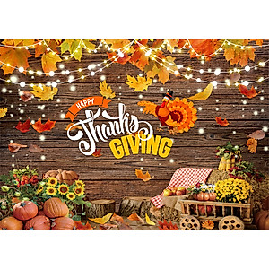 LTLYH 7x5ft Fall Thanksgiving Photography Backdrop Thanksgiving Brown Wood Wall Backdorp Thanksgiving Turkey Pumpkin Decoration Backdrop Fall Party Banner Backdrops 186