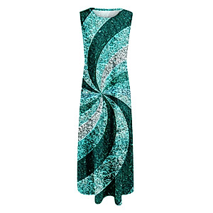 Maxi Dresses for Women 2023 Women Casual Printing Loose Sundress Long Dress Crisscross Sleeveless Split Maxi Dress Mint Green