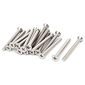 30 Pcs M4-0.7x50mm Flat Head Machine Screws, Phillips Cross Screw, Phillips Drive，304 Stainless Steel, Fasteners Bolts，Countersunk Machine Screws