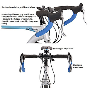 EUROBIKE XC580 Road Bike,21 Speed Bikes for Women and Men,54Cm Frame Road Bicycle,700C Wheels Racing Bike (54cm Silver)