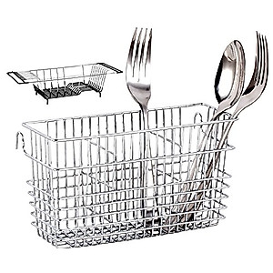 Neat-O Sturdy Chrome-Plated Steel Utensil Drying Rack Basket Holder (Chrome II)