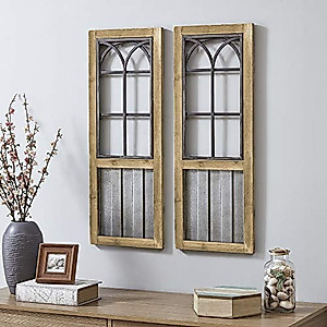 FirsTime & Co. Willow Farms Window Wall Plaque Set, 31.5" H x 12" W (Each), Brown, Silver, Metallic Gray