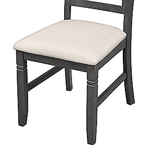 WOZNLA Room 6-Piece Farmhouse Dining Set | Rustic Wood Table with Cushioned Chairs, Bench, and Sturdy Base | Family-Friendly Kitchen Furniture | Comfortable Seating for Memorable Meals, Gray