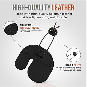 Envoy Archery Finger Tab, Genuine Leather Finger Guard for Shooting Practice, Recurve and Compound Bow String Protection, Made in USA, Black