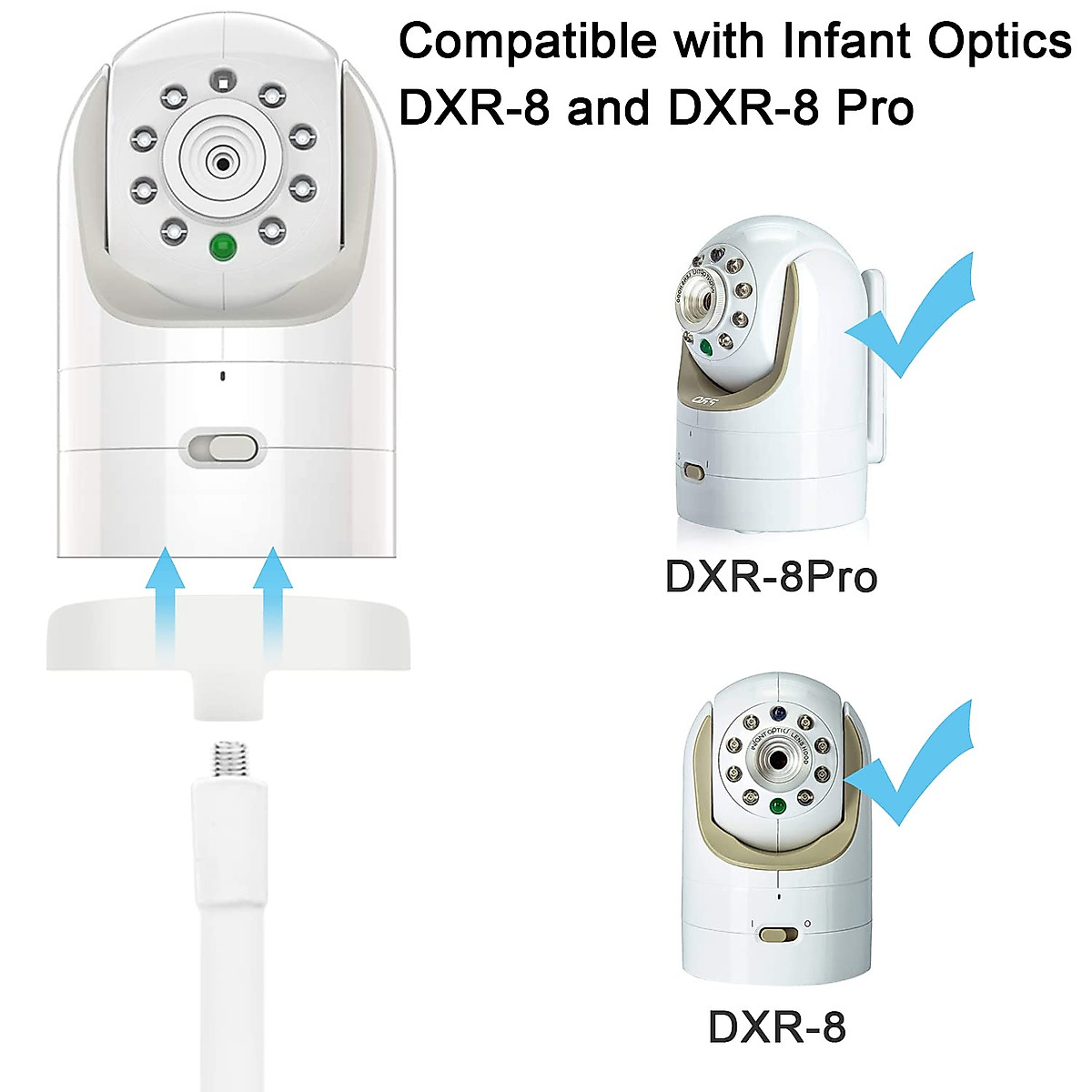 2 Pack Baby Monitor Mount flexible clamp mount Compatible with Infant Optics DXR-8 and DXR-8 Pro Video Baby Monitor Baby Monitors Holder for Crib Nursery Baby Camera Stand Without Tools or Wall Damage