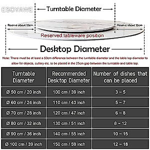 Lazy Susan Tabletop Wooden Turntable 20 24 28 32 36 39 Inch, 360 Degree Smooth Rotation Round Rotating Tray, Easy To Share Food Dining Table Rotating Plate