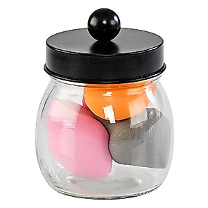 Home-X Mason Jar for Bathroom Organization, Apothecary Jars with Lids (Black) 8oz Capacity