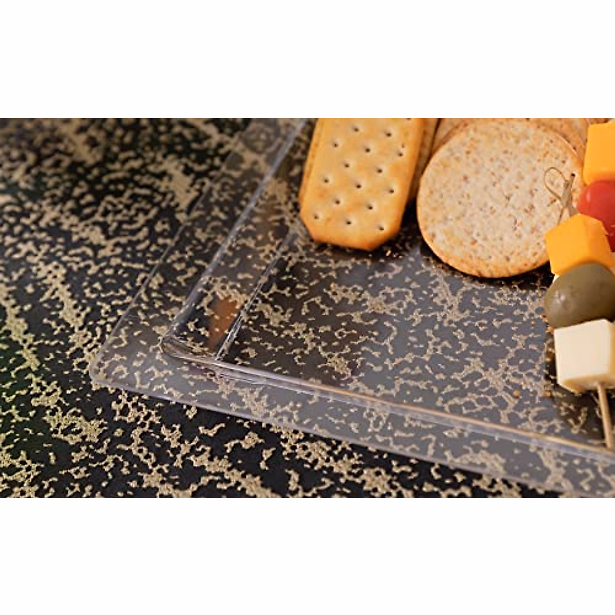 PARTY BARGAINS 16" x 11" Plastic Serving Trays - (4 Pack) Disposable Clear Plastic Trays, Excellent for Weddings, Buffets, Birthday Parties