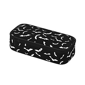 Gocerktr Bats Pencil Case Large Capacity Pen Case Double Zippers Pen Bag Office Stationery Bag Cosmetic Bag with Compartments