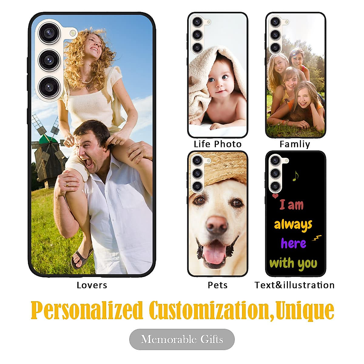 Personalized-Customm Phone Case for Samsung Galaxy s23 Plus with Picture Photo Text Name - Customized s 23 Plus Cellphone/Smartphone/Mobilephone Soft Thin Cover (Black)