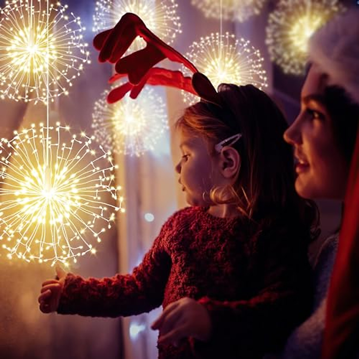 LetsFunny Fairy Starburst Christmas String Lights Wire Lights, 200 LED DIY 8 Modes Dimmable Lights with Remote Control, Decorative Hanging Starburst Lights Christmas Patio Indoor Outdoor Decoration