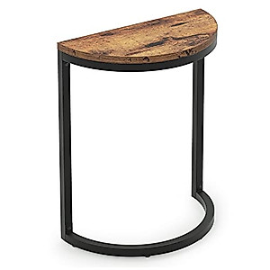 LITTLE TREE End Table Half Round, 1PC, 1-Tier Brown