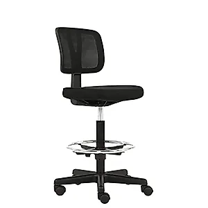 Amazon Basics Mid-back Mesh Office Drafting Chair Stool with Adjustable Footrest