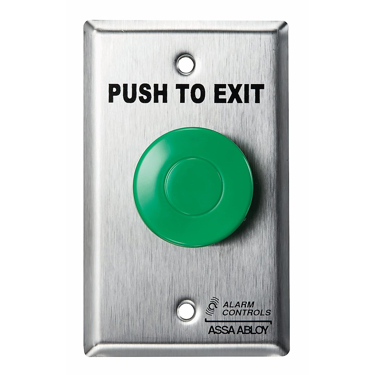 Alarm Controls TS-14 Request to Exit Station, Pneumatic Timer, Single Gang Wall Plate, 1 N/O & 1 N/C Contact, 1-1/2" Diameter Green Push Button, Push to EXIT, Stainless Steel Plate