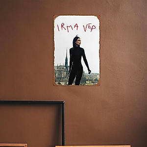 Irma Vep Movie Poster Creative Tin Sign Metal Sign Retro Wall Decor for Home Gate Garden Bars Restaurants Cafes Office Store Pubs Club Sign Gift 12 X 8 INCH Plaque Tin Sign