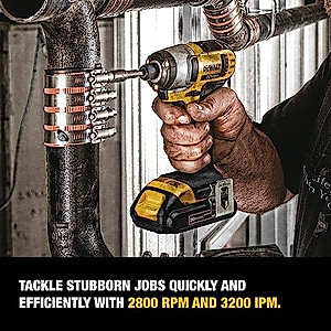 DEWALT 20V MAX Impact Driver Kit, 1/4-Inch, Battery and Charger Included (DCF885C1)