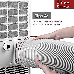 TURBRO Portable Air Conditioner Exhaust Hose, 5.9 Inch Diameter Counter Clockwise, 78 Inch Length