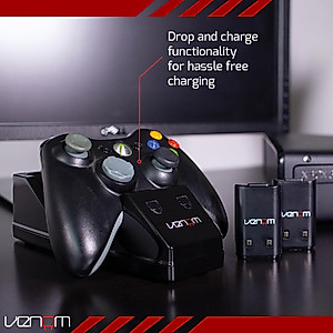 Venom Xbox 360 Twin Docking Station with 2 x Rechargeable Battery Packs: Black (Xbox 360)