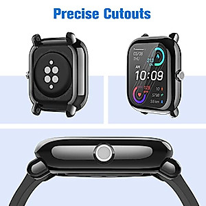 Fintie 3 Packs Screen Protector Case Compatible with Amazfit GTS 2 Mini/Bip U Pro, Soft TPU Plated Bumper Full Protective Cover Cases [Scratch-Proof], Black+Clear+Rose Gold