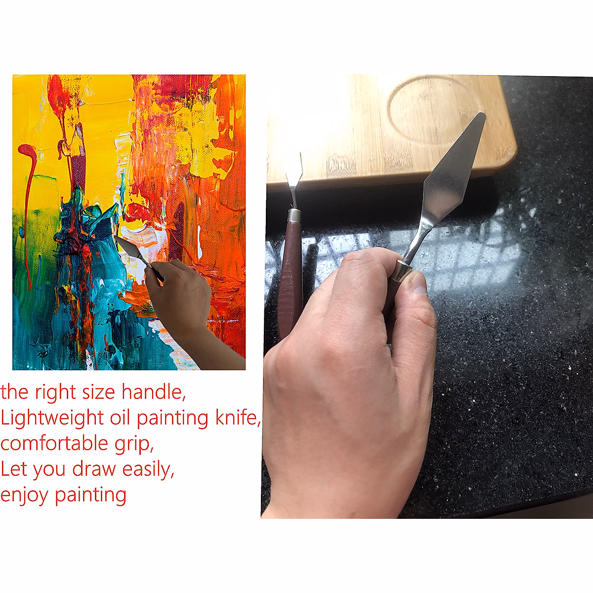 5 PCS Painting Knives Stainless Steel Spatula Palette Knife Oil Painting Accessories Color Mixing Set for Oil, Canvas, Acrylic Painting