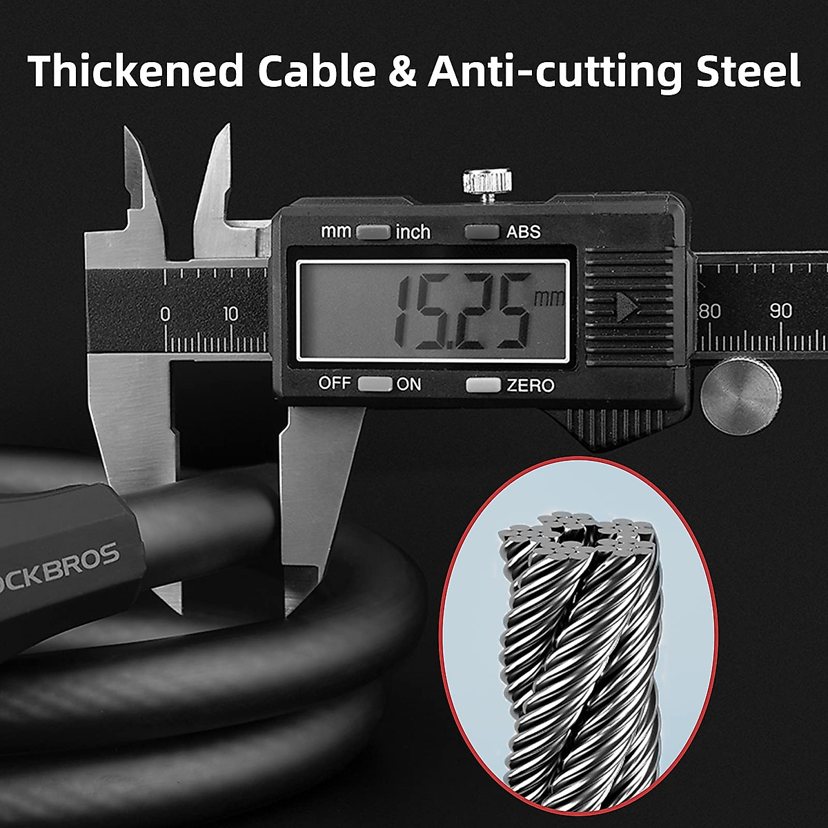 ROCKBROS Specialized Bike Lock Cable, 5 Digit Bike Lock Combination, 47 Inch Bike Wheel Lock, Master Lock Cable for Road Bike, MTB, Motorcycle, Stroller, Ladders, Gates