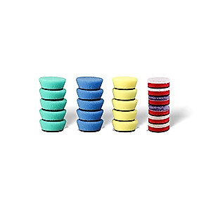 SPTA Mini Polishing Pads Set, 21Pcs 1.6 inch/40mm Sponge Polishing Pads and Wool Buffing Pads, Car Foam Detail Polishing Pad Kit Mix Color for Car Detail Polishing and Waxing, Small Area Polishing