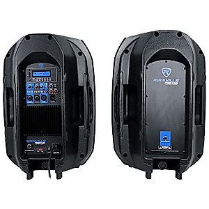 Rockville RPG122K Dual 12" Powered Speakers, Bluetooth+Mic+Speaker Stands+Cables