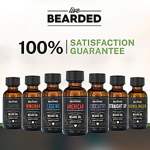 Live Bearded Beard Oil, 1 fl oz - Premium All-Natural Jojoba - Made in the USA - Hair and Skin Care for Men with Dry, Flaky Patches | Straight Up Unscented - Fragrance-Free