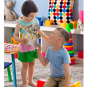 DolliBu Plush Moose Stuffed Animal - Soft Fur Laying Moose, Adorable Brown Huggable Moose Plush Toy, Cute Wild Life Cuddle Gift for Kids and Adults - 9.5 Inch