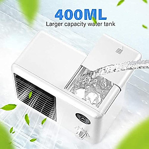 CXhome Portable Air Conditioner Fan Evaporative Air Cooler 3-in-1 Air Humidifier 3 Speeds & RGB Gradient Colour USB Retro Radio Style for Room Office Travel