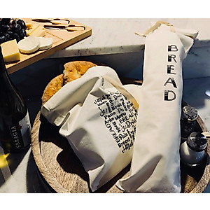 Bread Bags for Homemade Bread, Bread Bags, Bread Bags for Homemade Bread Gift Giving, Bread Keeper, Organic Cotton, Pack of 4 (Baguette and loaf)