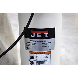 JET Dust Collector, 650 Series, 30-Micron Bag Filter, 1 HP, 115/230V 1Ph (Model DC-650BK)