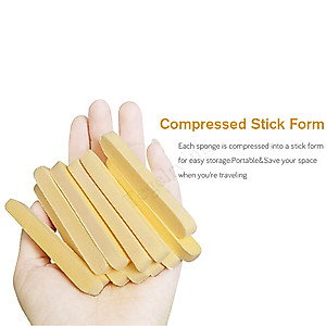 Facial Sponge Compressed,60 Pcs PVA Professional Makeup Removal Wash Round Face Sponges Spa Pads Exfoliating Cleansing for Women,Yellow