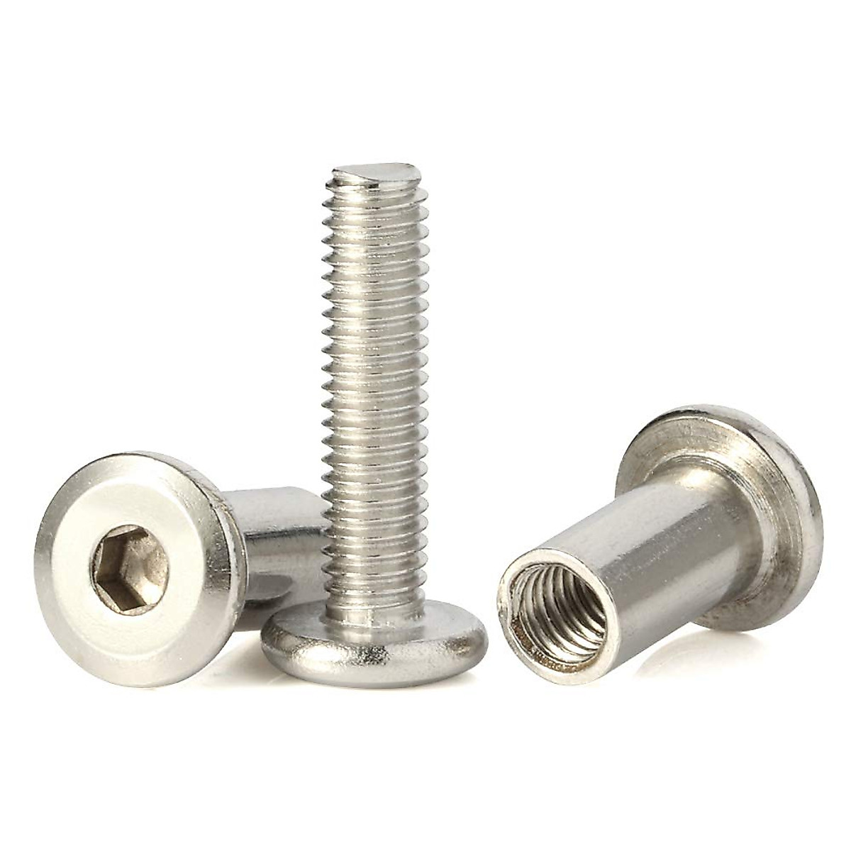 Screw Post Fit for 5/16" (8mm) Hole Dia, Male M6 x 16mm Belt Buckle Binding Bolts Furniture Screws, 304 Stainless Steel 18-8, 10 Sets