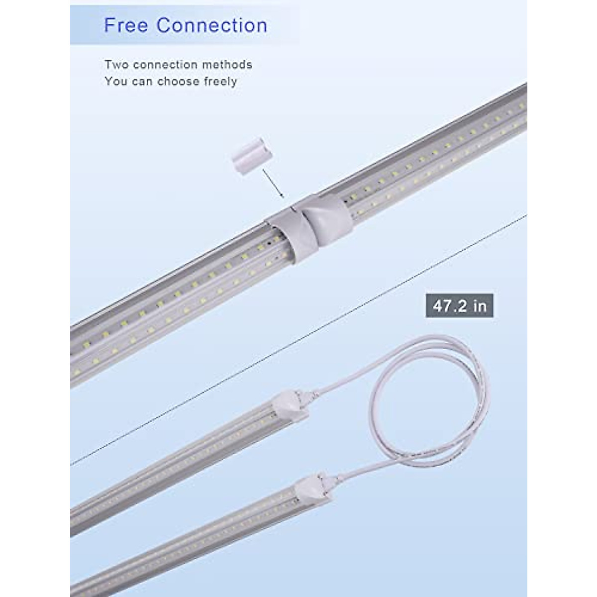 AQIQUUT Led Shop Light, Led Garage Light,8FT 72W T8 5000K 8500LM Linkable Clear Cover Integrated V-Shape,for Garage Warehouse Shopping Mall,10-Pack