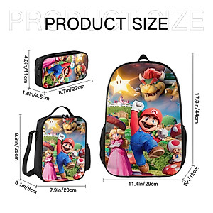 Kids 3pcs Backpack Set with Lunch Box and Pencil Bag Boy Girls Cartoon School Bag Travel Backpack Back to School Supplies