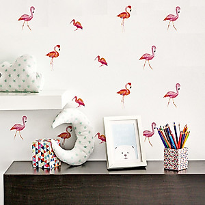 HACASO 24 PCS 2.3 by 3.5 Inches Flamingo Wall Decal Sticker for Home Decor -DIY Home Decor Vinyl Flamingo Nursery Room Wallpaper