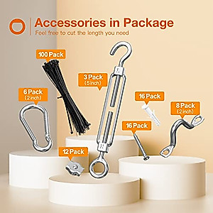 addlon - 164 FT Nylon Coated Stainless Steel Cable Hanging Kit for Outdoor String Lights, Stainless Steel Corrosion Resistant, Outdoor String Light Suspension kit Guide Wire for Patio, Garden