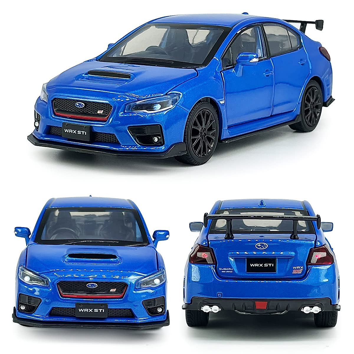 2016 Impreza WRX STI S207 Diecast Model Cars Racing Sports Toy Car 1/32 Scale Metal Children’s Die-cast Vehicles with Light, 4 Doors Open, Hood & Trunk Open, Toys for Boys Gifts Men, Blue